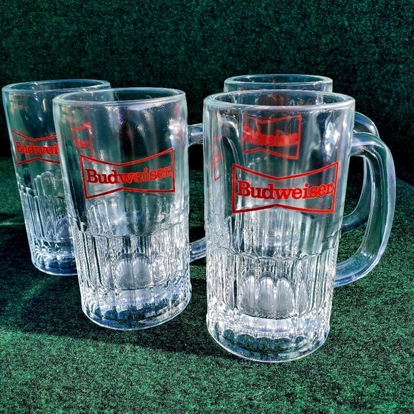 Budweiser | Dining | Budweiser Red Logo Beer Glass With Handle 6 Oz Set ...